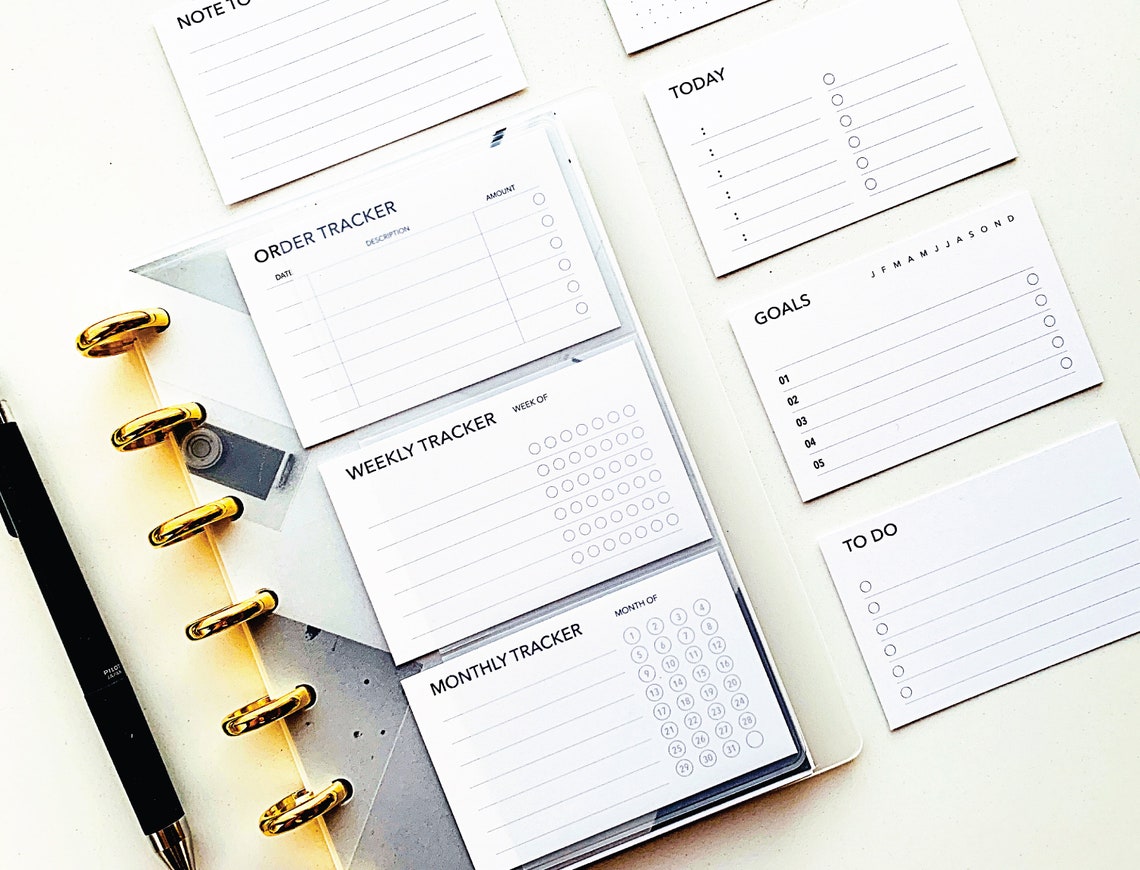 NOTES MINIMAL *PRINTABLE* Planner Cards Bundle | Note Taking | Wallet ...