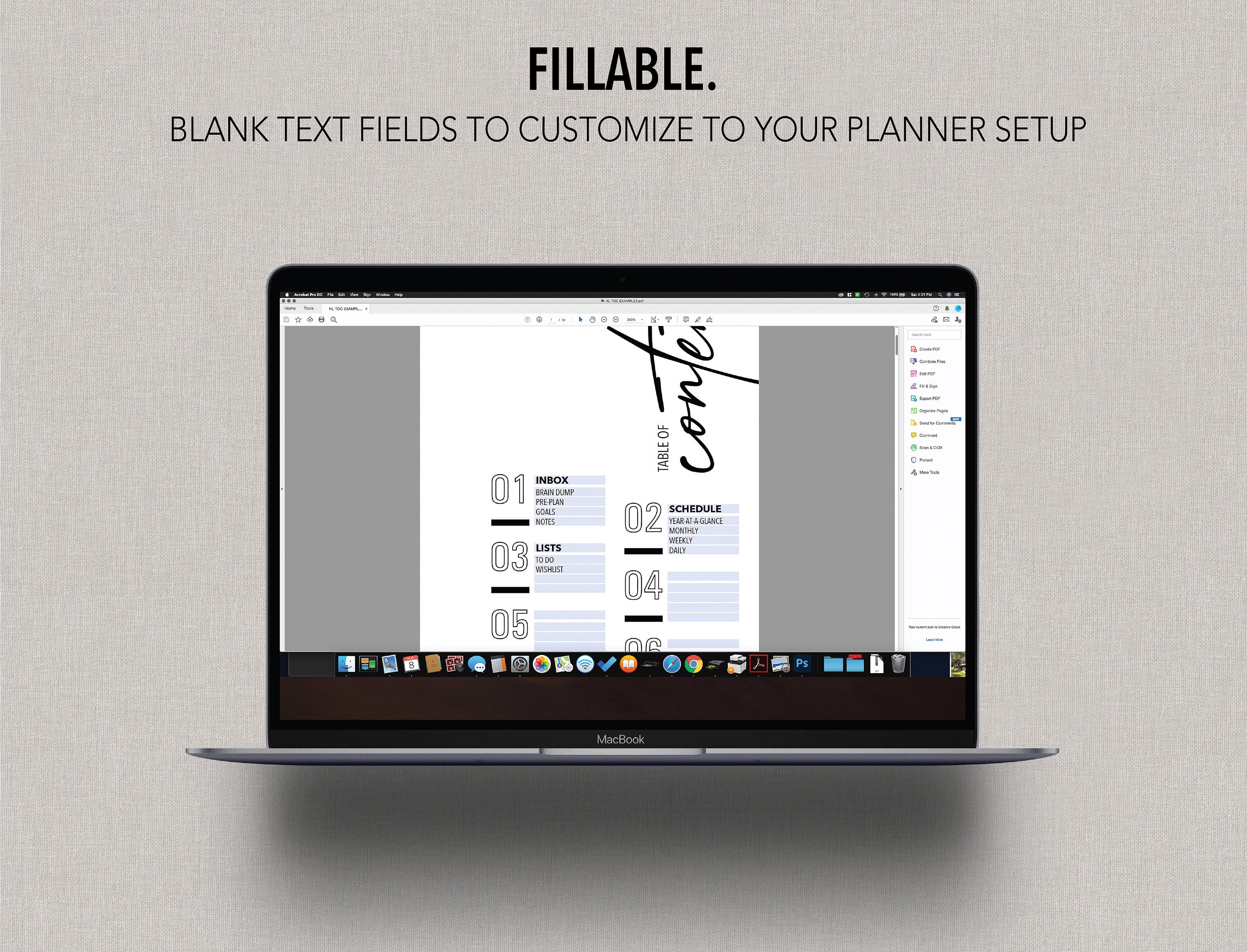 PERSONAL FILLABLE Table of Contents Bundle Fillable & - Etsy