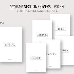 POCKET *FILLABLE* {minimal} SECTION Covers | Fillable & Printable | 6 ...