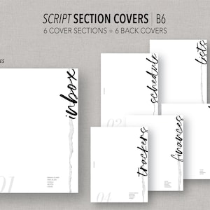 B6 *FILLABLE* {script} SECTION Covers | Fillable & Printable | 6 Cover ...