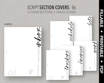 A5 FILLABLE script Section Covers Fillable & Printable - Etsy