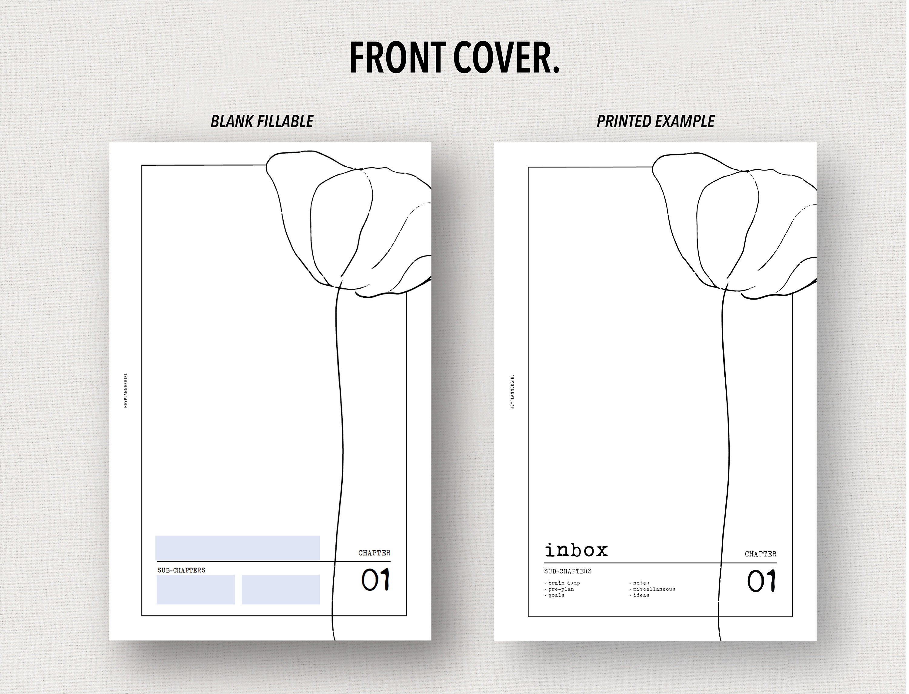 HALF LETTER *FILLABLE* Rachel's Floral Chapter Covers | Fillable ...