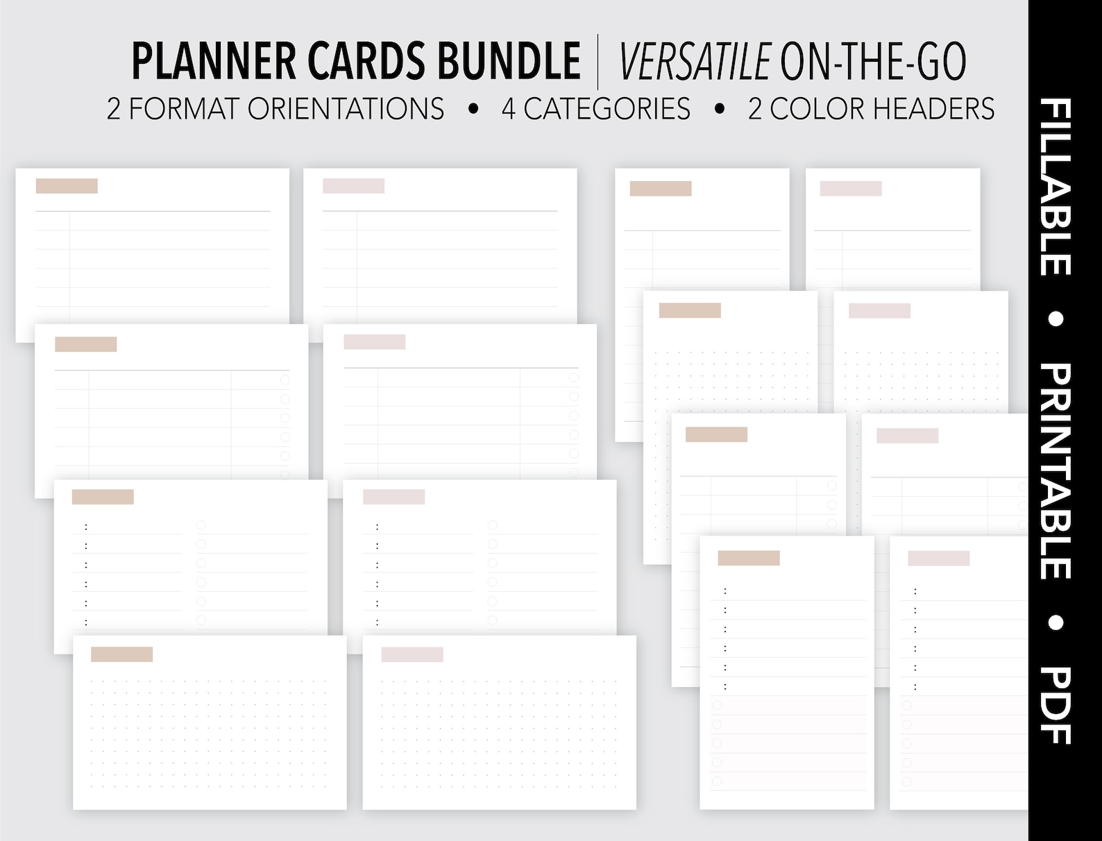 VERSATILE On-the-go *FILLABLE* Planner Cards Bundle | Highlighted ...