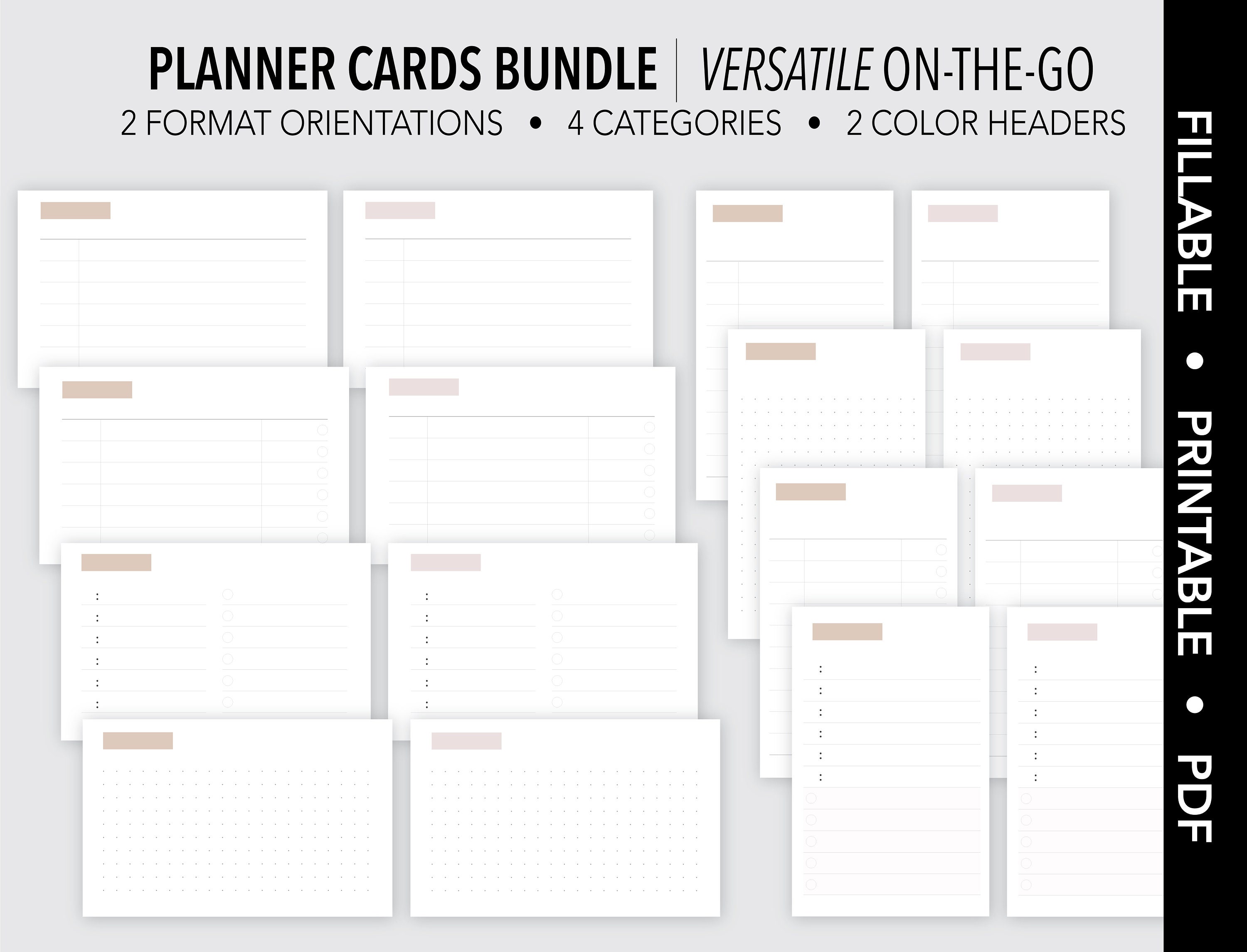 VERSATILE On-the-go *FILLABLE* Planner Cards Bundle | Highlighted ...