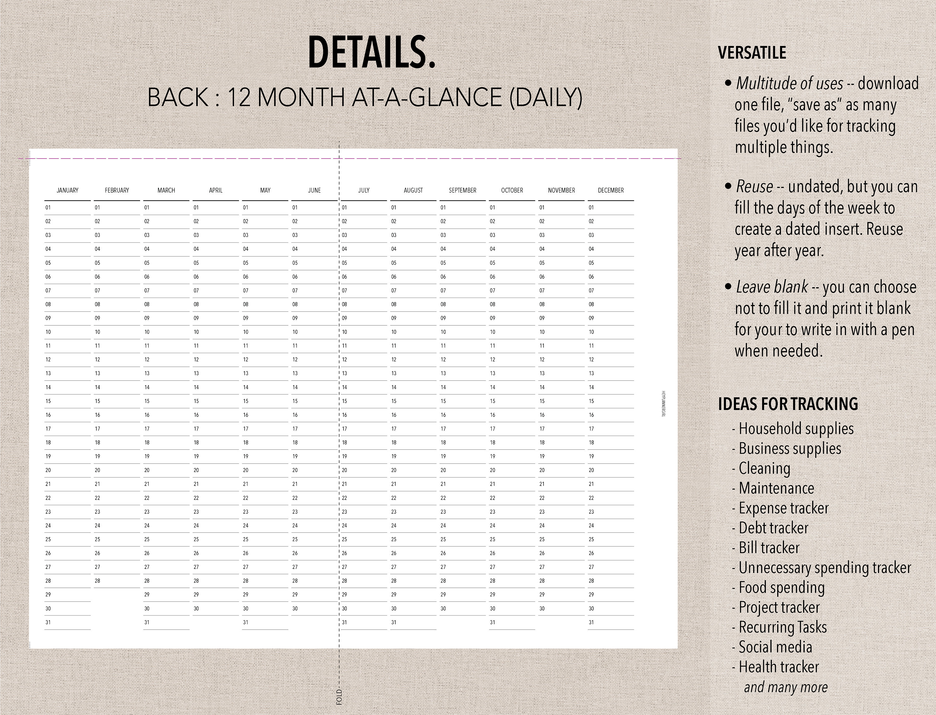 A5 FILLABLE ANNUAL Tracker Fold Out Insert Fillable & - Etsy Australia