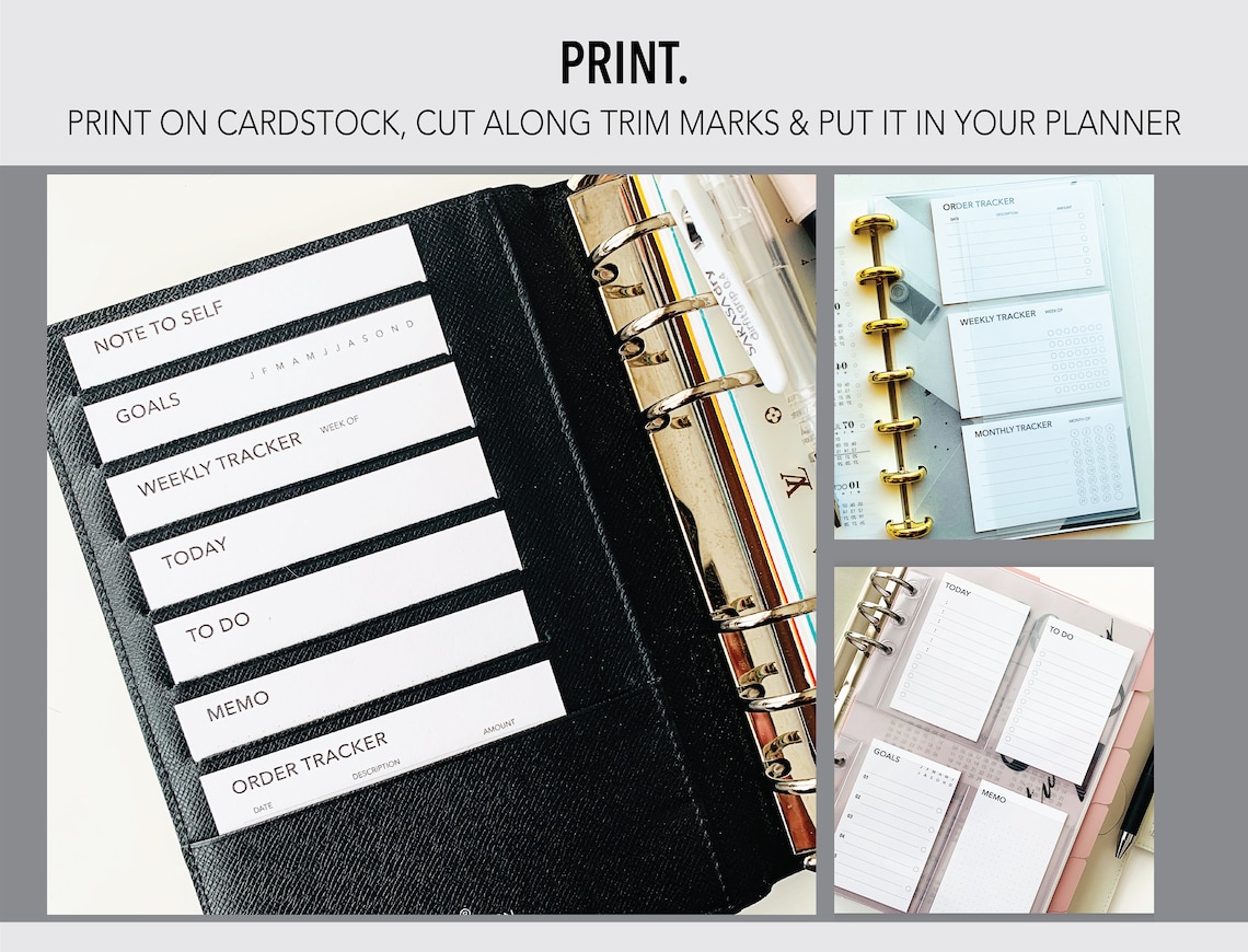 NOTES MINIMAL *PRINTABLE* Planner Cards Bundle | Note Taking | Wallet ...