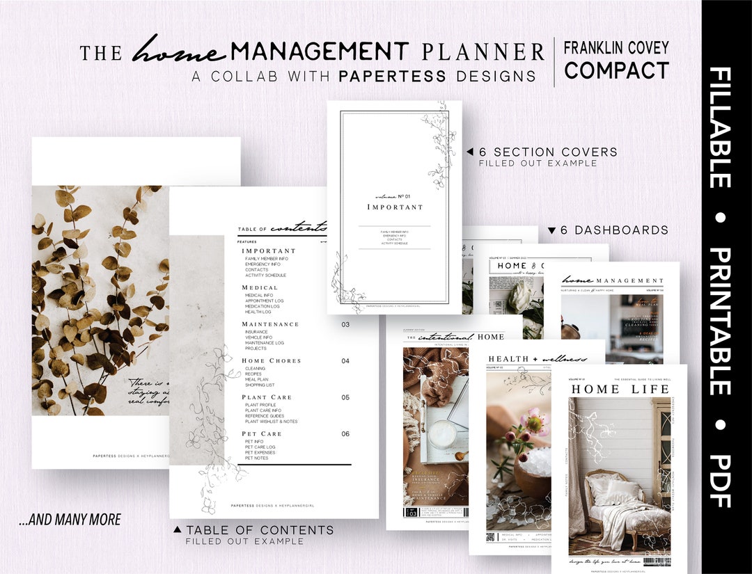 FRANKLIN_COVEY_COMPACT *fillable* the HOME MANAGEMENT Planner Bundle ...