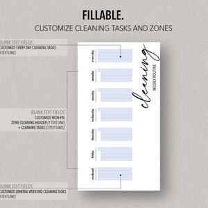 PERSONAL FILLABLE CLEANING Weekly Routine Insert Fillable | Etsy