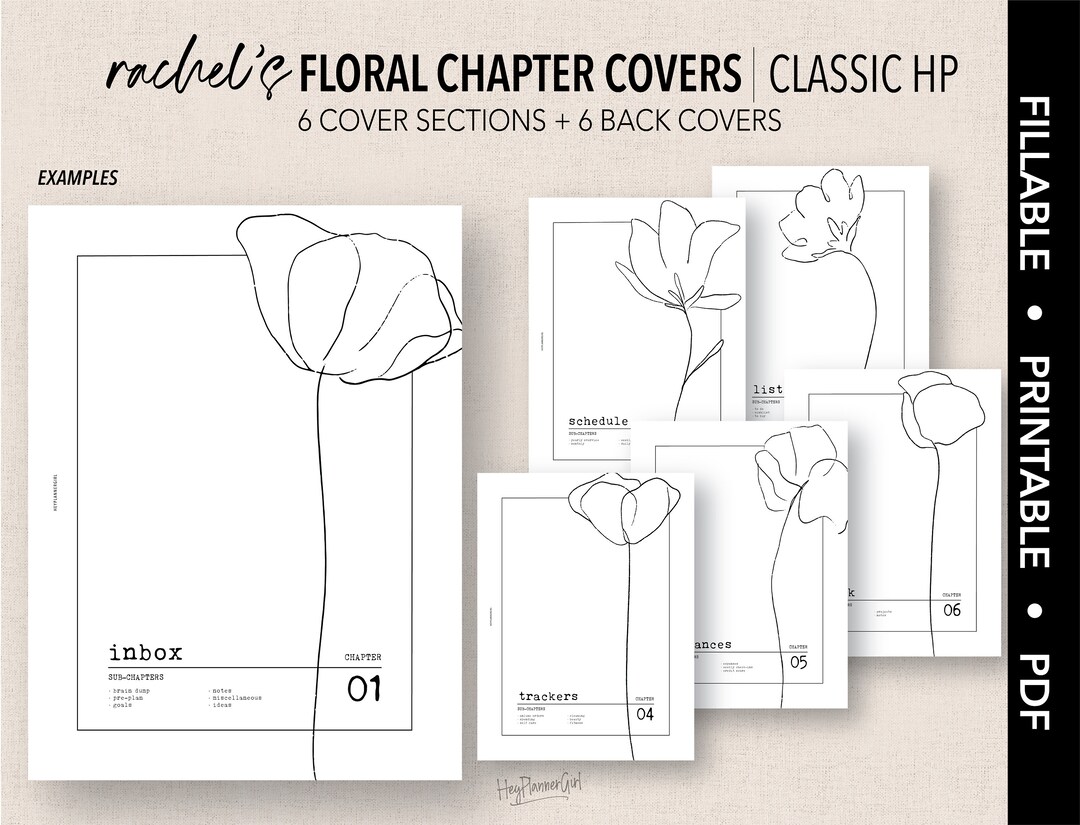 CLASSIC HP *FILLABLE* Rachel's Floral Chapter Covers | Fillable ...