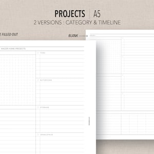 A5 FILLABLE PROJECTS Insert Fillable & Printable 2 - Etsy
