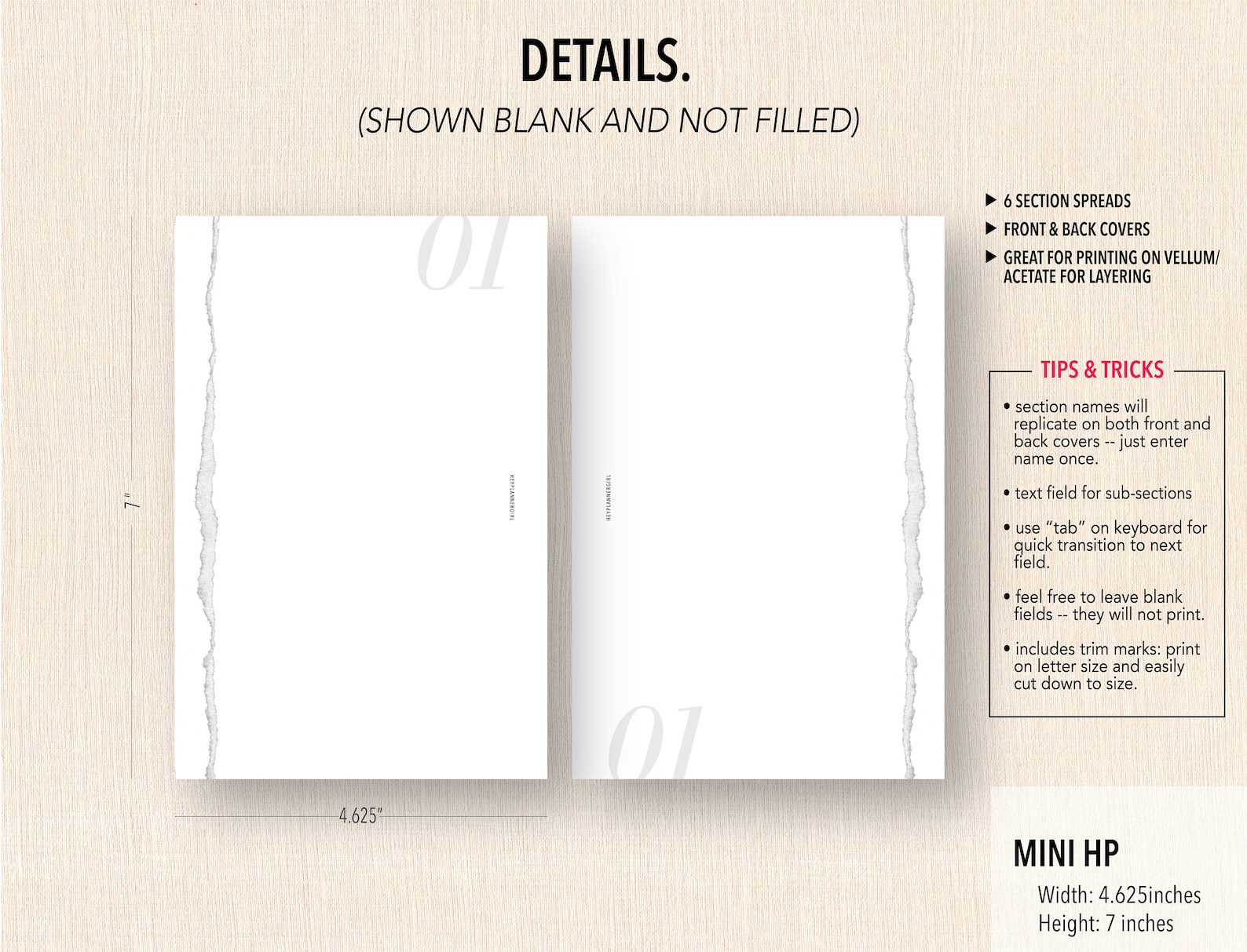 MINI HP *FILLABLE* {script} Section Covers | Fillable & Printable | 6 ...