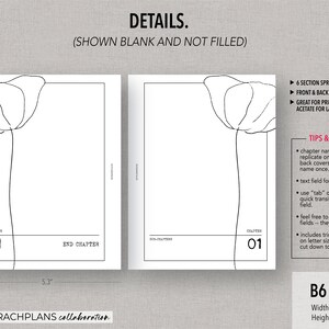 B6 *FILLABLE* Rachel's Floral Chapter Covers | Fillable & Printable | 6 ...