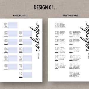 PERSONAL WIDE *FILLABLE* Perpetual Calendar Bundle | Fillable ...