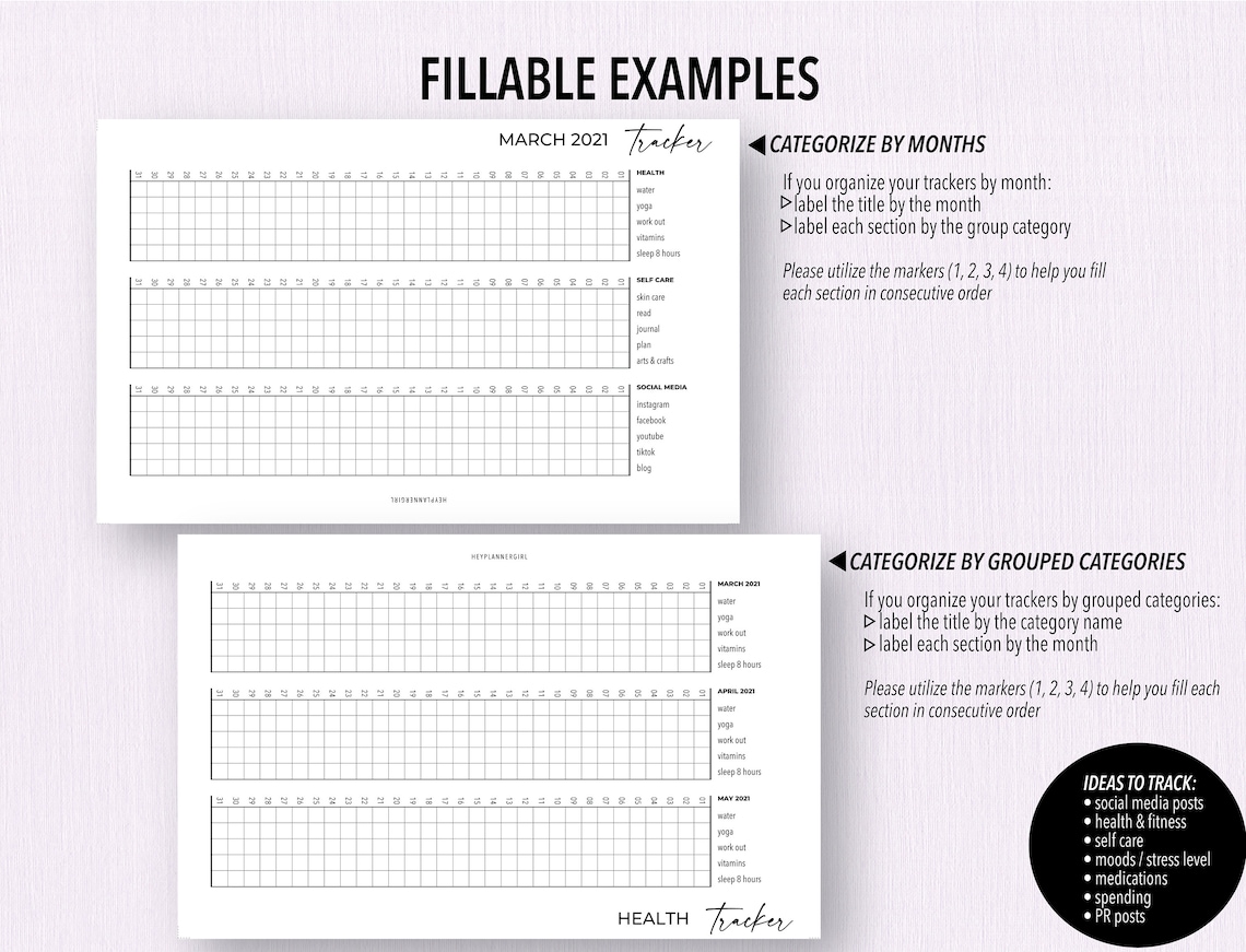 FRANKLIN COVEY Compact *FILLABLE* Categorized Monthly Trackers ...