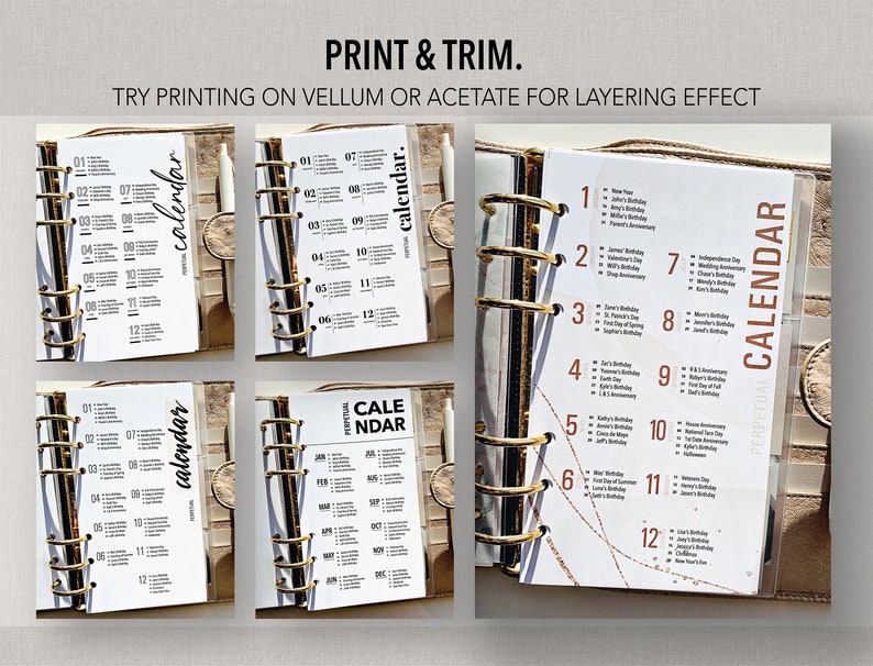 PERSONAL *FILLABLE* PERPETUAL Calendar Bundle | Fillable & Printable ...