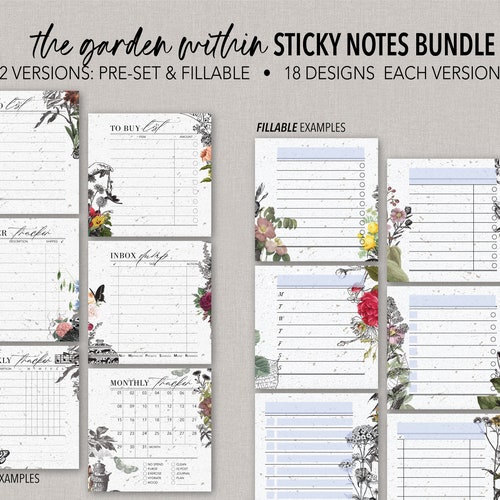 16 SIZE BUNDLE FILLABLE the Garden Within Notes Bundle - Etsy