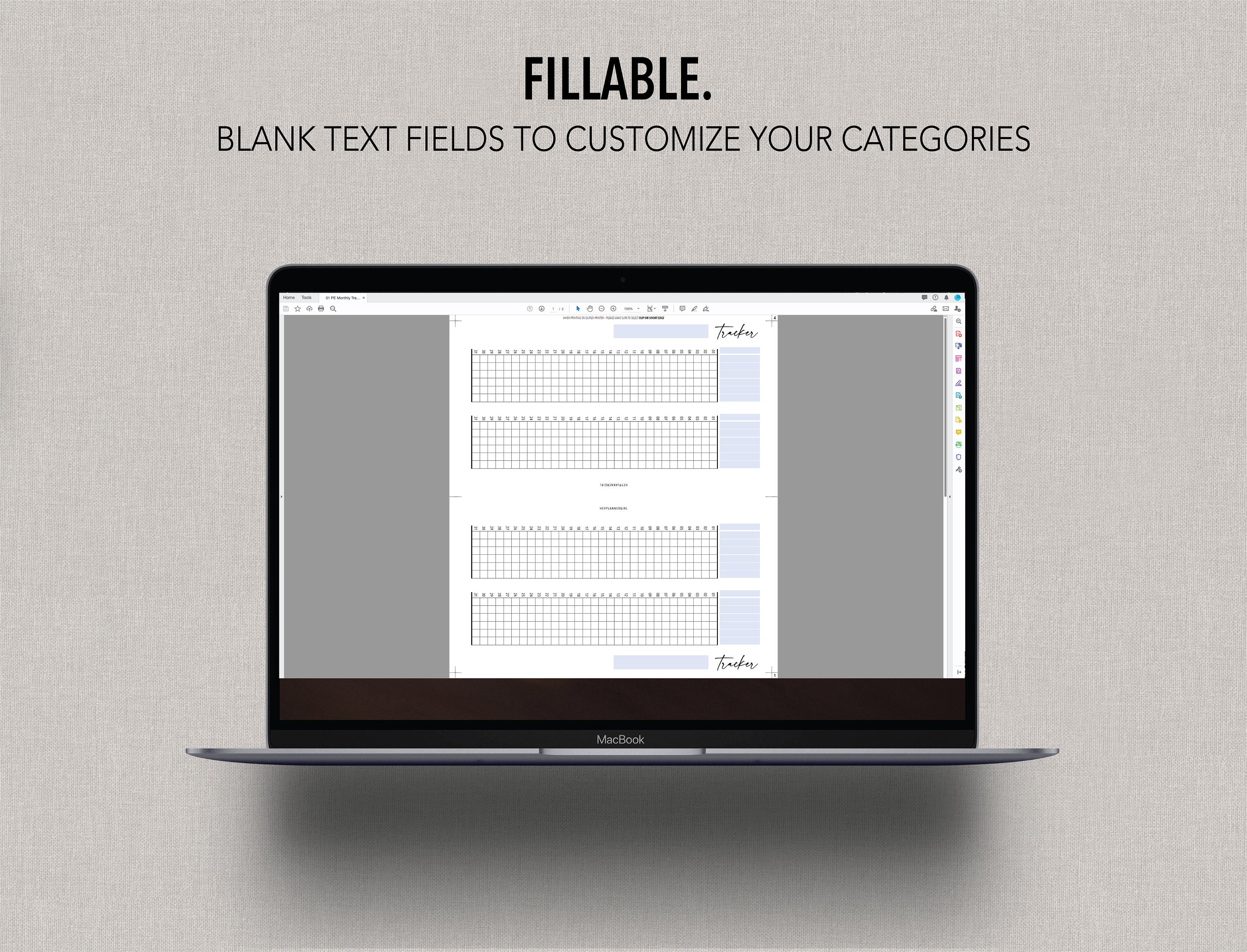 PERSONAL FILLABLE CATEGORIZED Monthly Trackers Fillable & - Etsy