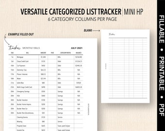 A6 FILLABLE Versatile CATEGORIZED List Tracker Fillable & | Etsy