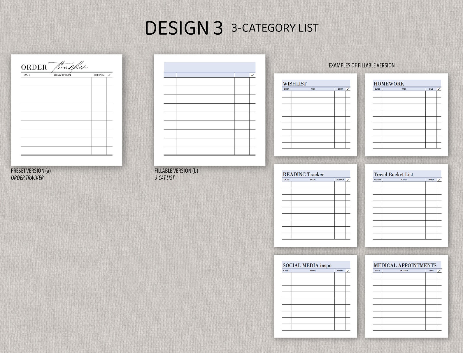 STICKY NOTES FILLABLE Minimal Bundle 2 Versions : Pre-set and Fillable ...