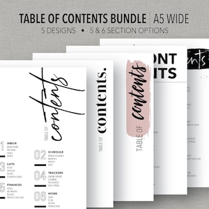 A5 WIDE *FILLABLE* Table of Contents Bundle | Fillable & Printable ...