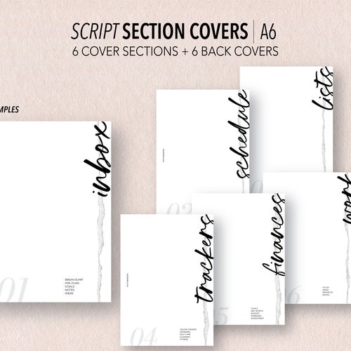 A6 FILLABLE script SECTION Covers Fillable & Printable - Etsy