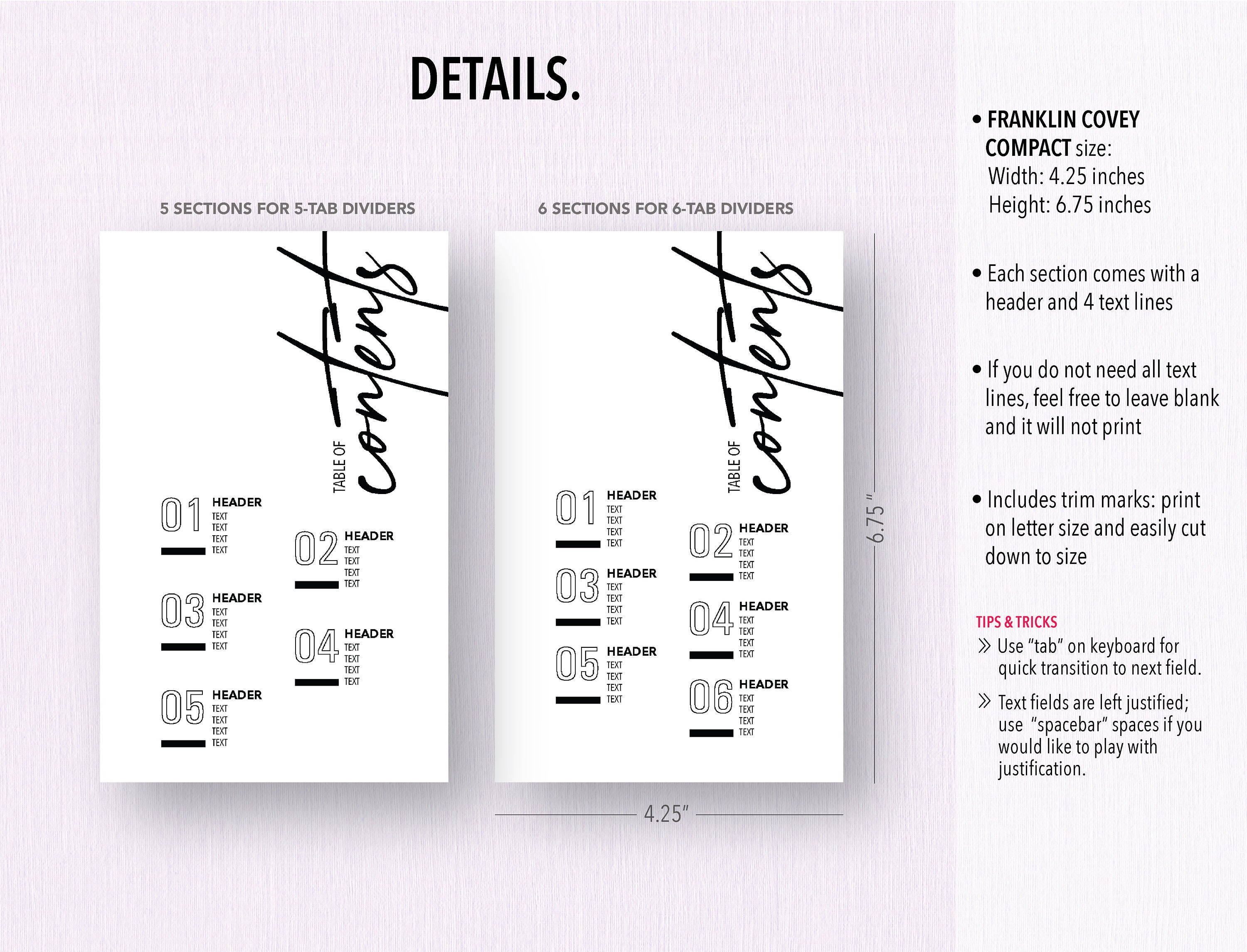 FRANKLIN COVEY Compact FILLABLE Table of Contents Bundle - Etsy