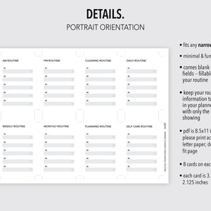 ROUTINE MINIMAL *FILLABLE* Planner Cards Bundle | Routine Cards | Task ...