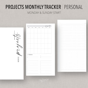 PERSONAL *FILLABLE* PROJECTS Monthly Tracker | Fillable & Printable ...