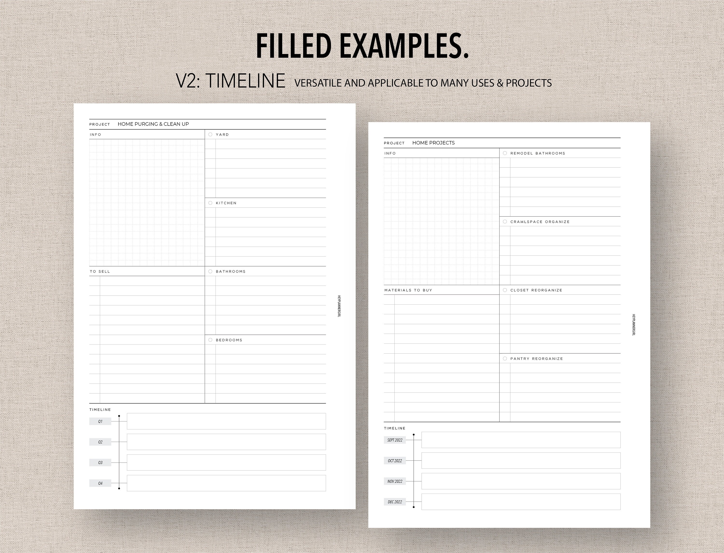 A5 FILLABLE PROJECTS Insert Fillable & Printable 2 - Etsy