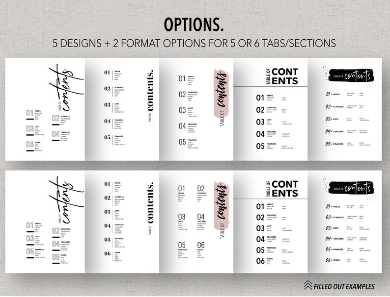 LETTER *FILLABLE* Table of Contents Bundle | Fillable & Printable ...