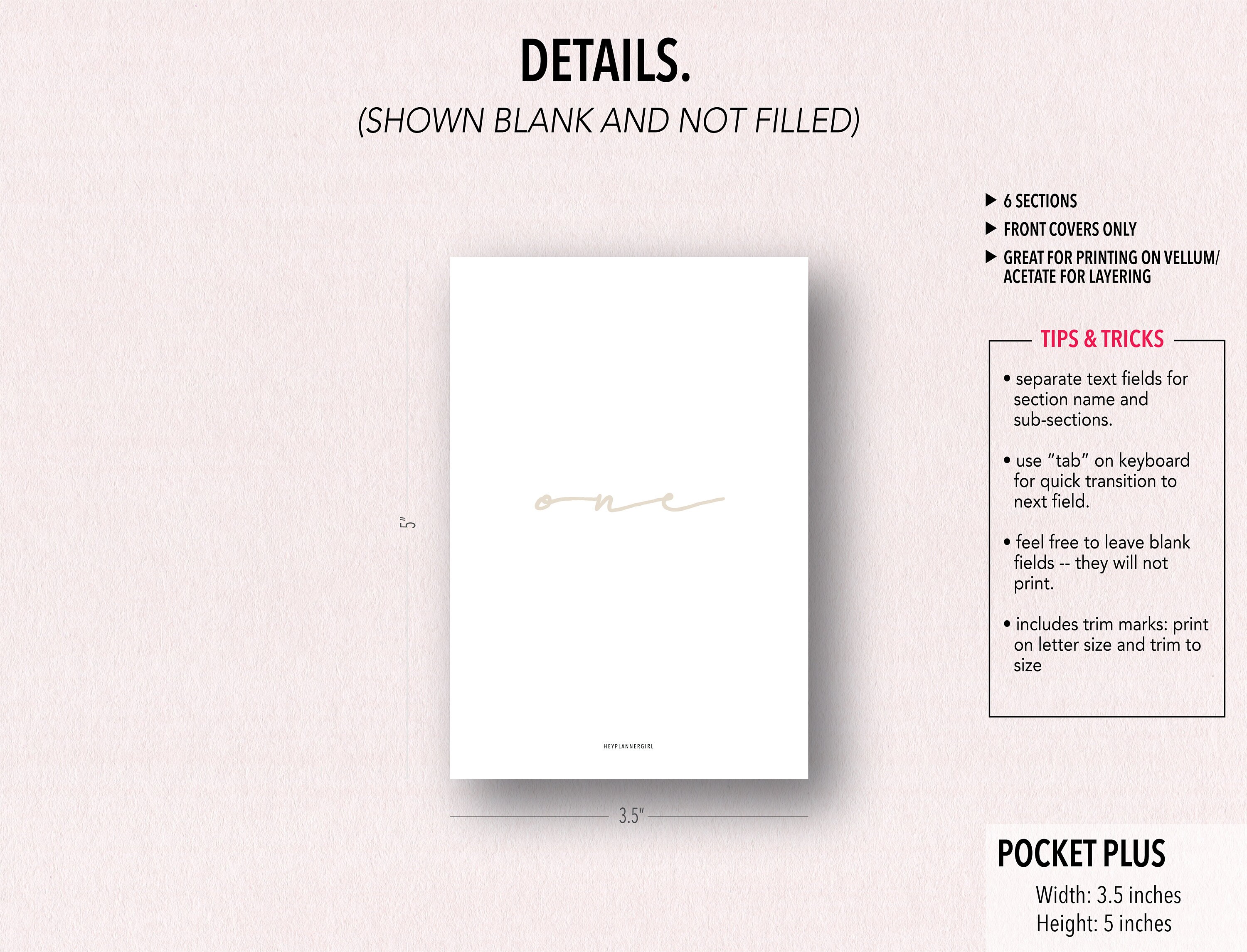 POCKET PLUS *FILLABLE* {minimal} Section Covers | Fillable & Printable ...