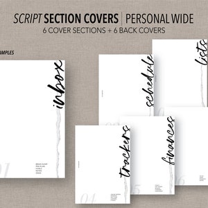 PERSONAL WIDE *FILLABLE* {script} Section Covers | Fillable & Printable ...