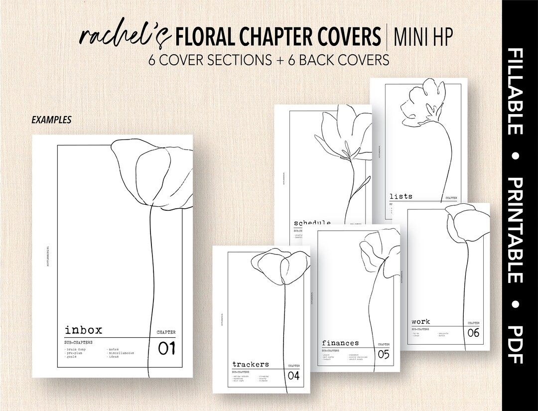 MINI HP *FILLABLE* Rachel's Floral Chapter Covers | Fillable ...