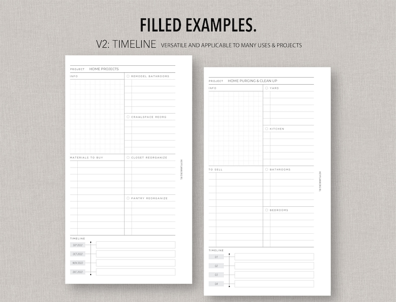 PERSONAL FILLABLE PROJECTS Insert Fillable & Printable 2 - Etsy