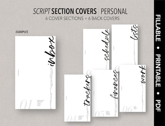 PERSONAL FILLABLE script Section Covers Fillable & - Etsy