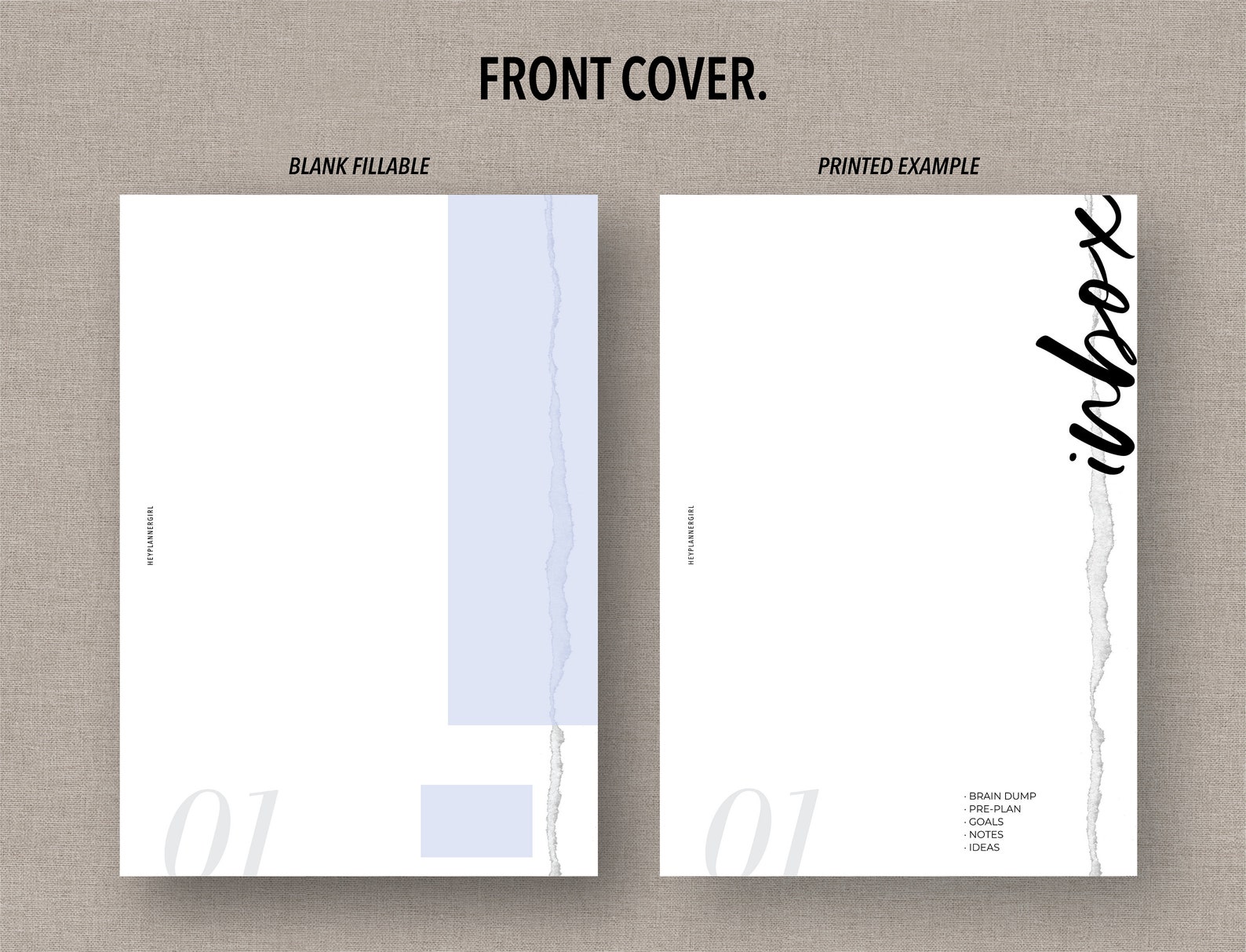 PERSONAL WIDE FILLABLE script Section Covers Fillable & - Etsy