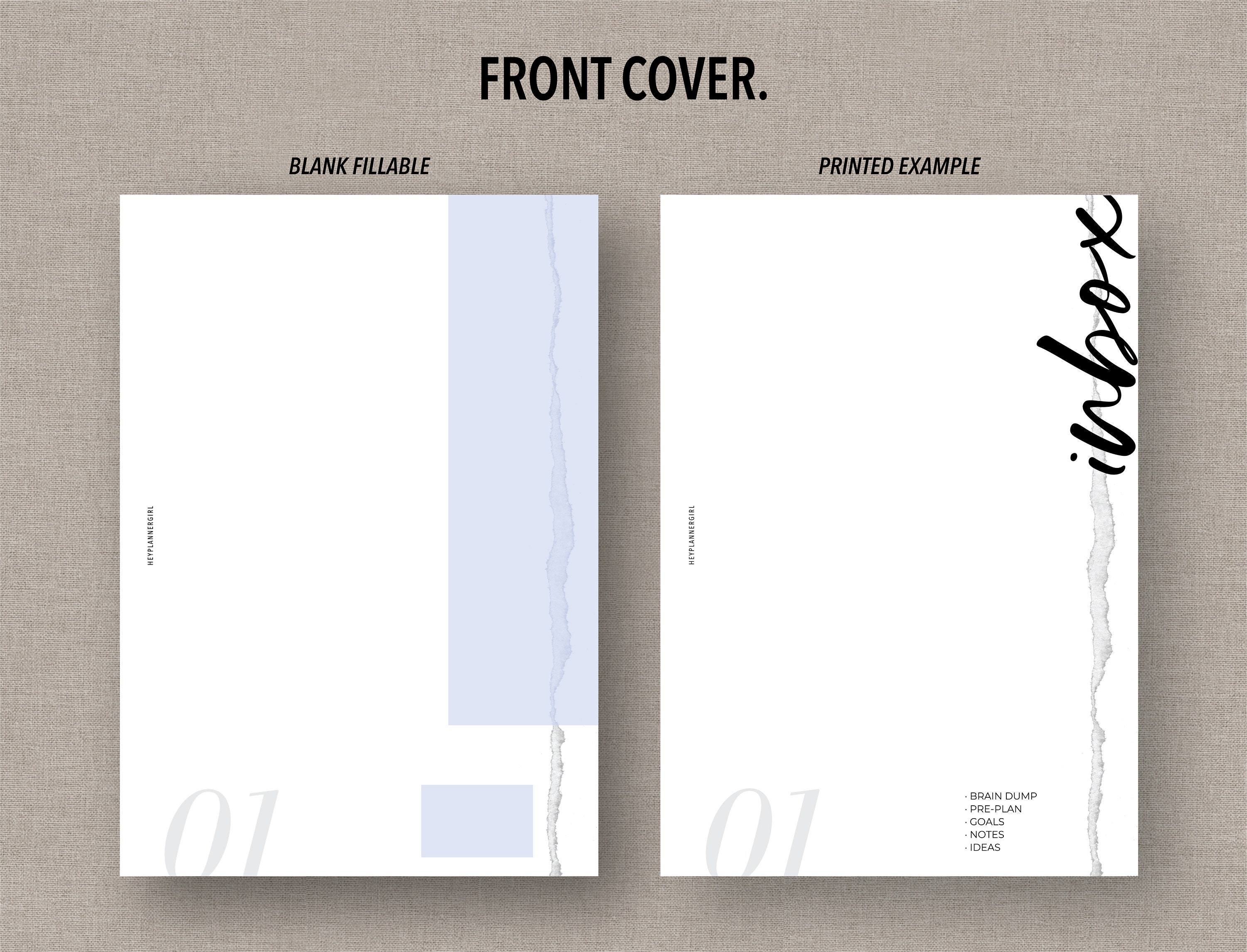 PERSONAL WIDE FILLABLE script Section Covers Fillable & | Etsy