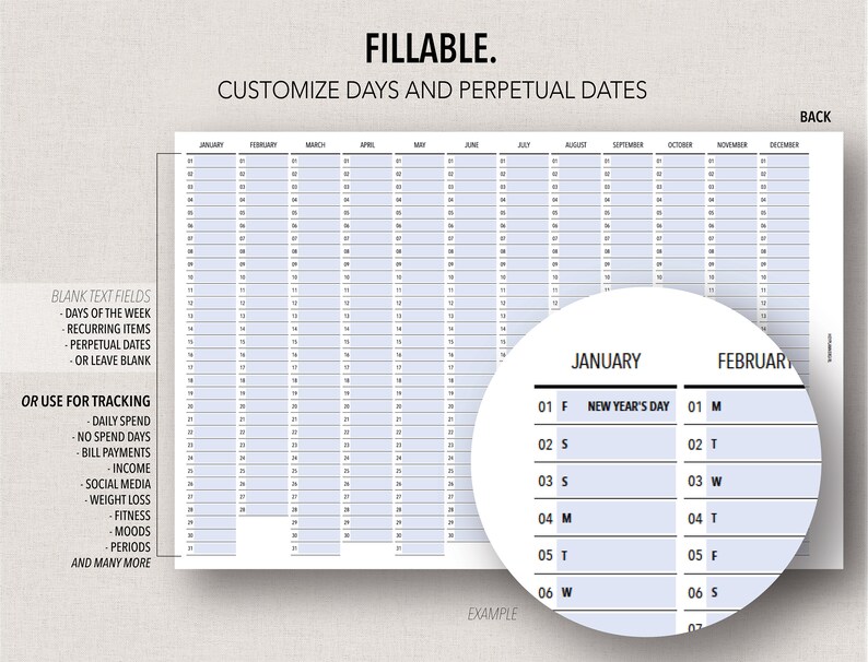 CLASSIC HP *FILLABLE* Annual Tracker | Fillable & Printable | Minimal ...