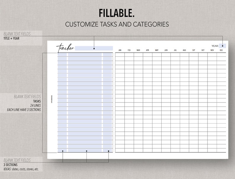 PERSONAL FILLABLE ANNUAL Tracker Fold Out Insert Fillable | Etsy