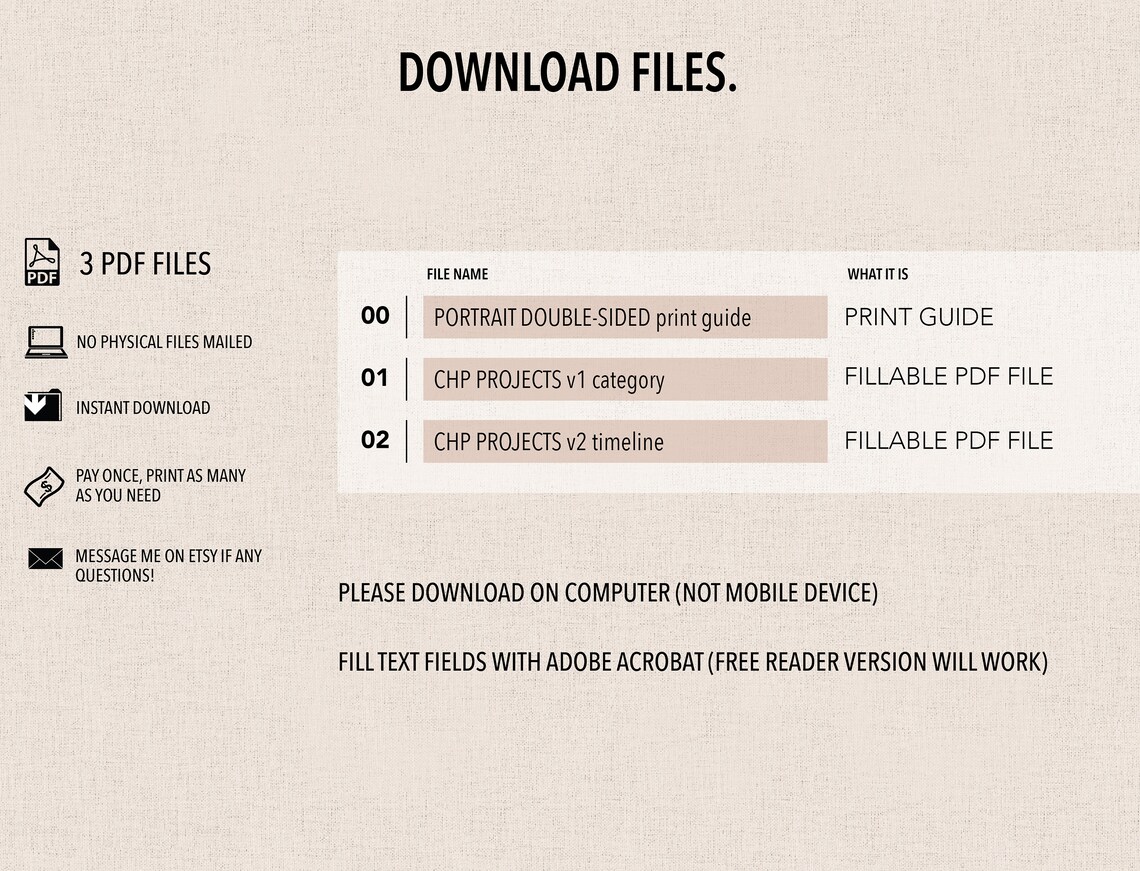 CLASSIC_HP *FILLABLE* PROJECTS Insert | Fillable & Printable | 2 ...