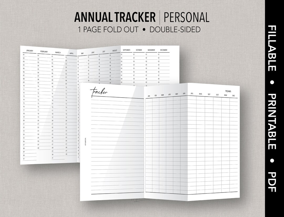 PERSONAL *FILLABLE* ANNUAL Tracker Fold Out Insert | Fillable ...