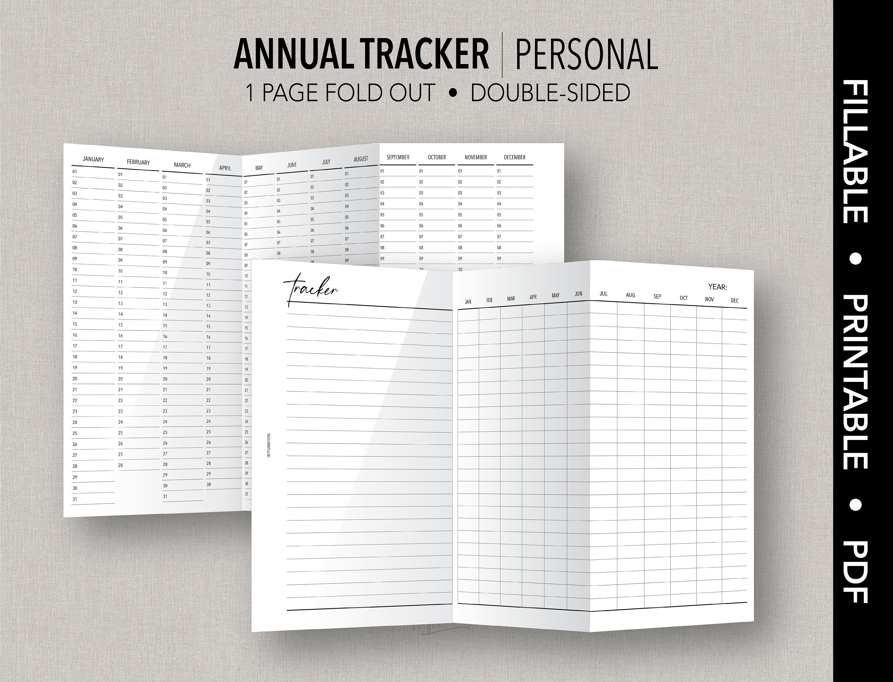 PERSONAL FILLABLE ANNUAL Tracker Fold Out Insert Fillable - Etsy Canada