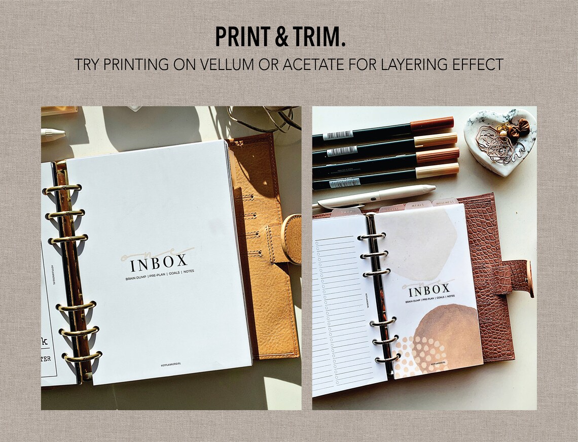 PERSONAL WIDE FILLABLE minimal Section Covers Fillable & - Etsy