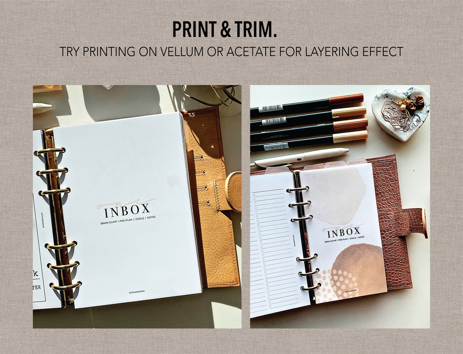 PERSONAL WIDE FILLABLE minimal Section Covers Fillable & - Etsy