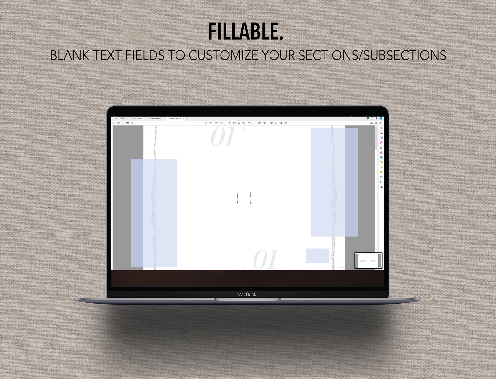 PERSONAL WIDE FILLABLE script Section Covers Fillable & - Etsy