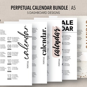 A5 *FILLABLE* PERPETUAL Calendar Bundle | Fillable & Printable | 5 ...