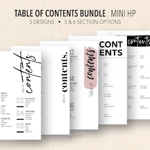 MINI HP *FILLABLE* Table of Contents Bundle | Fillable & Printable ...