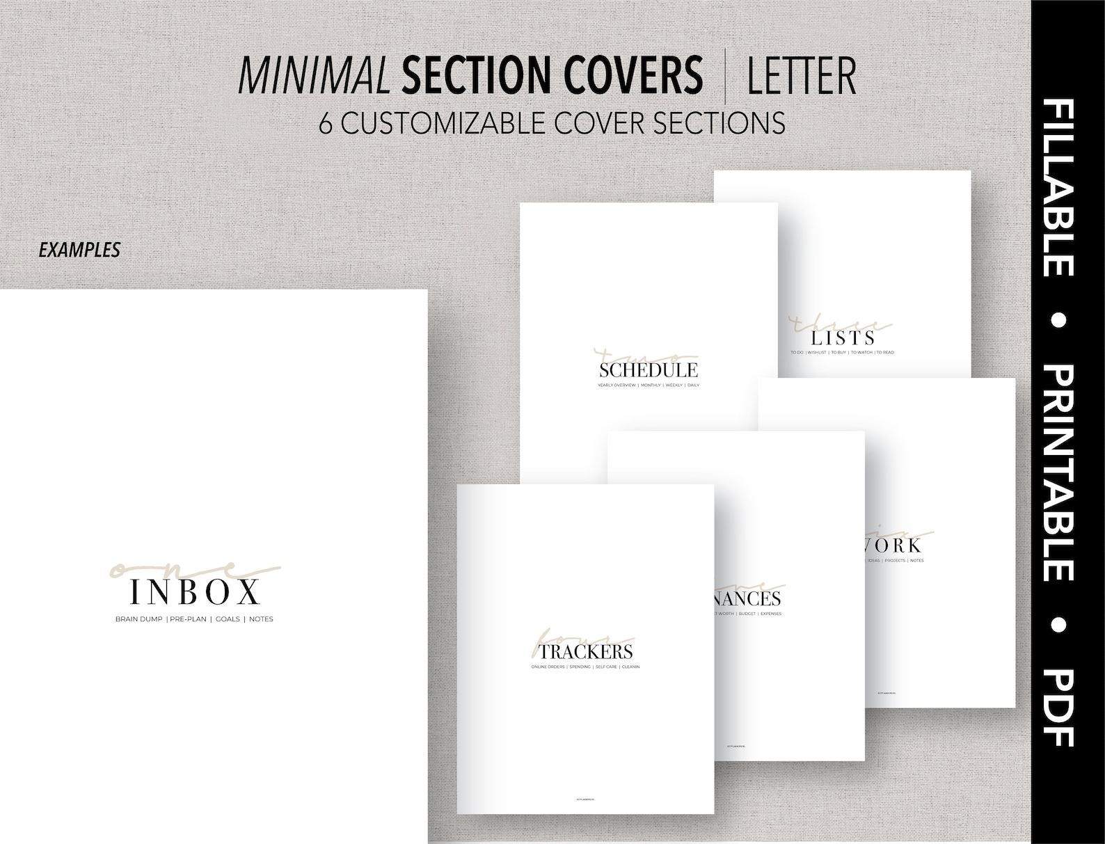 LETTER FILLABLE minimal SECTION Covers Fillable & - Etsy