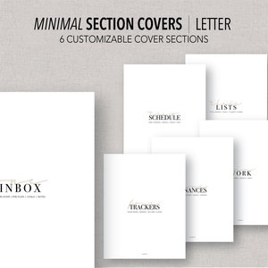 LETTER *FILLABLE* {minimal} SECTION Covers | Fillable & Printable | 6 ...