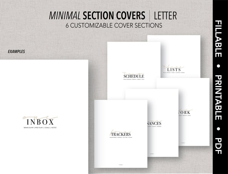 LETTER FILLABLE minimal SECTION Covers Fillable & - Etsy